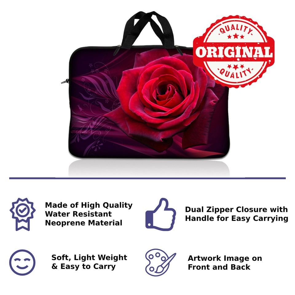 15" 15.6" Laptop Notebook Sleeve Bag Case w Handle Red Rose 15-SD16 | eBay