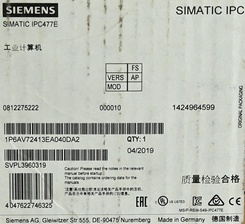 Siemens 6AV7241-3EA04-0DA2 6AV7 241-3EA04-0DA2 Simatic IPC477E New - | eBay