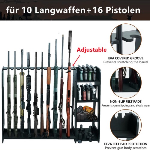 26-Guns Rack Freestanding Floor Wooden Rifle Rack Vertical Shotgun ...