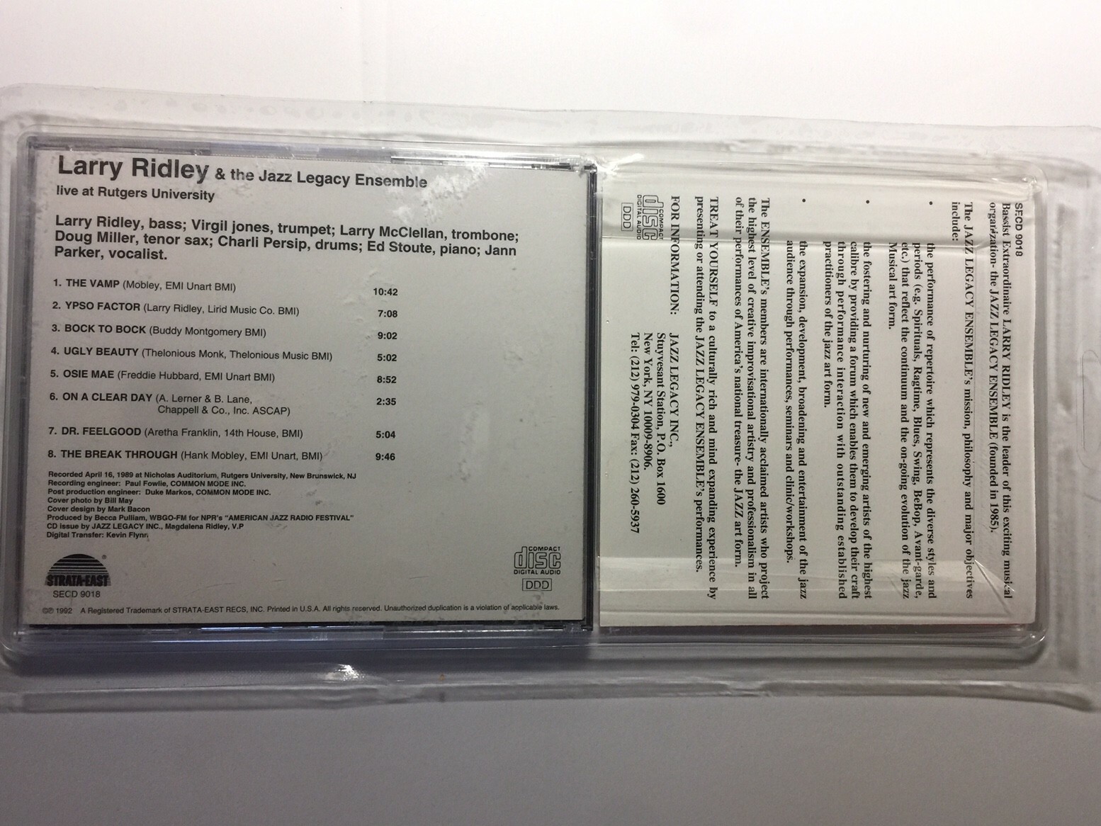 Larry Ridley & the Jazz Legacy Ensemble Live at Rutgers, Strata - East ...