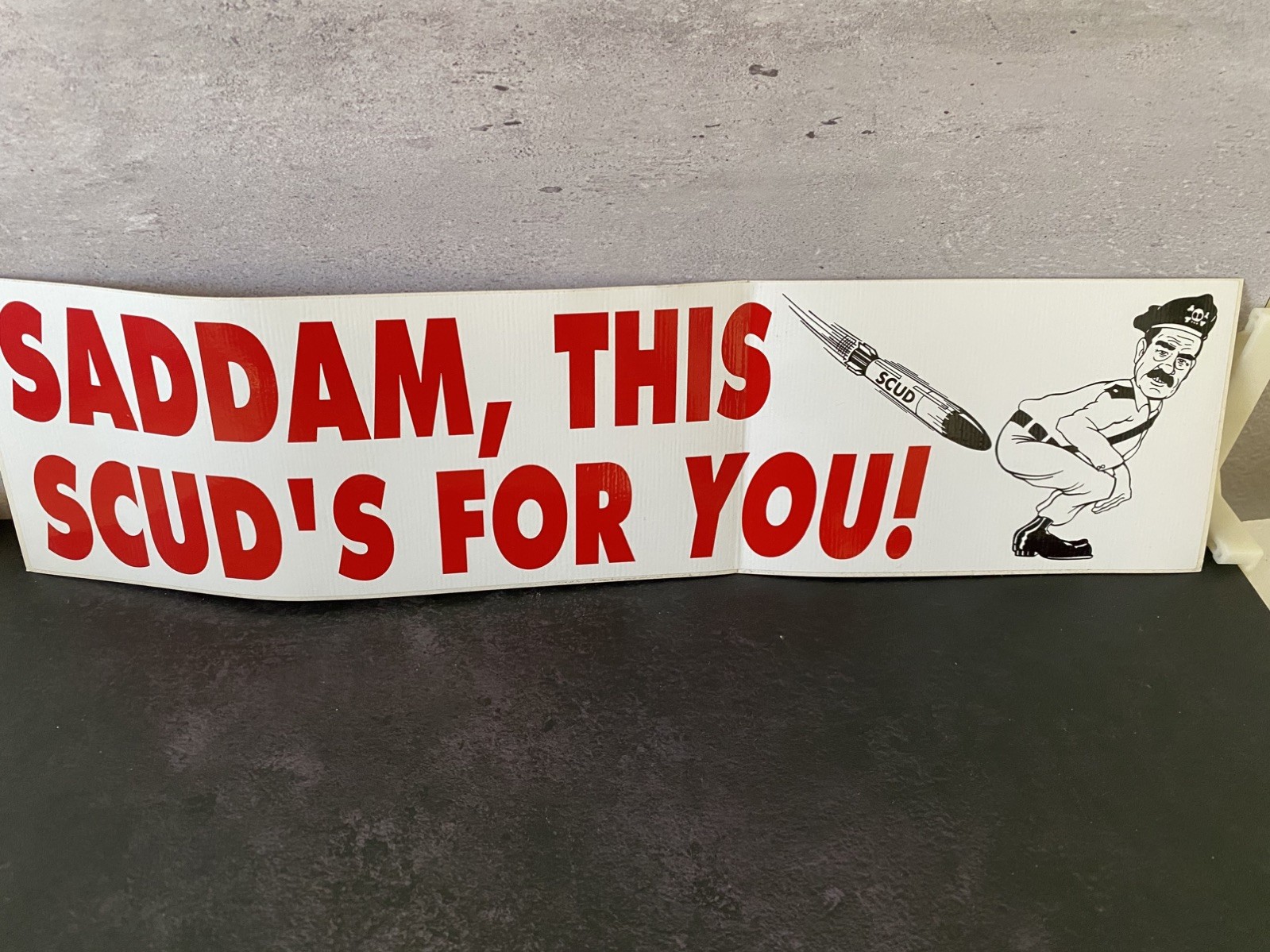 Vintage Desert Storm Saddam Hussein Bumper Sticker - Collectible Decal