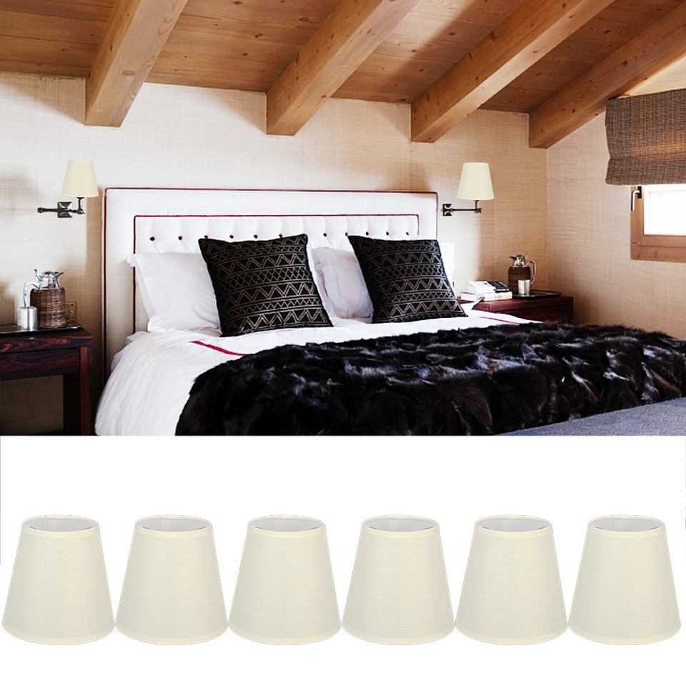 Cream Fabric Lamp Shades 6 Pack for E14 Wall & Ceiling Light ...