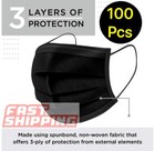 10 - 100 PCS Black Face Mask Mouth & Nose Protector Respirator Masks ...