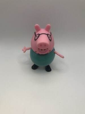 RARE Peppa Pig Dad Pig Turquoise-Teal with Glasses 3" Jazwares 2003 ...