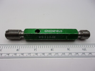 GREENFIELD M16 X 2.0-6H, THREAD GAGE PLUG, GO PD 14.701, NOGO PD 14.913 ...