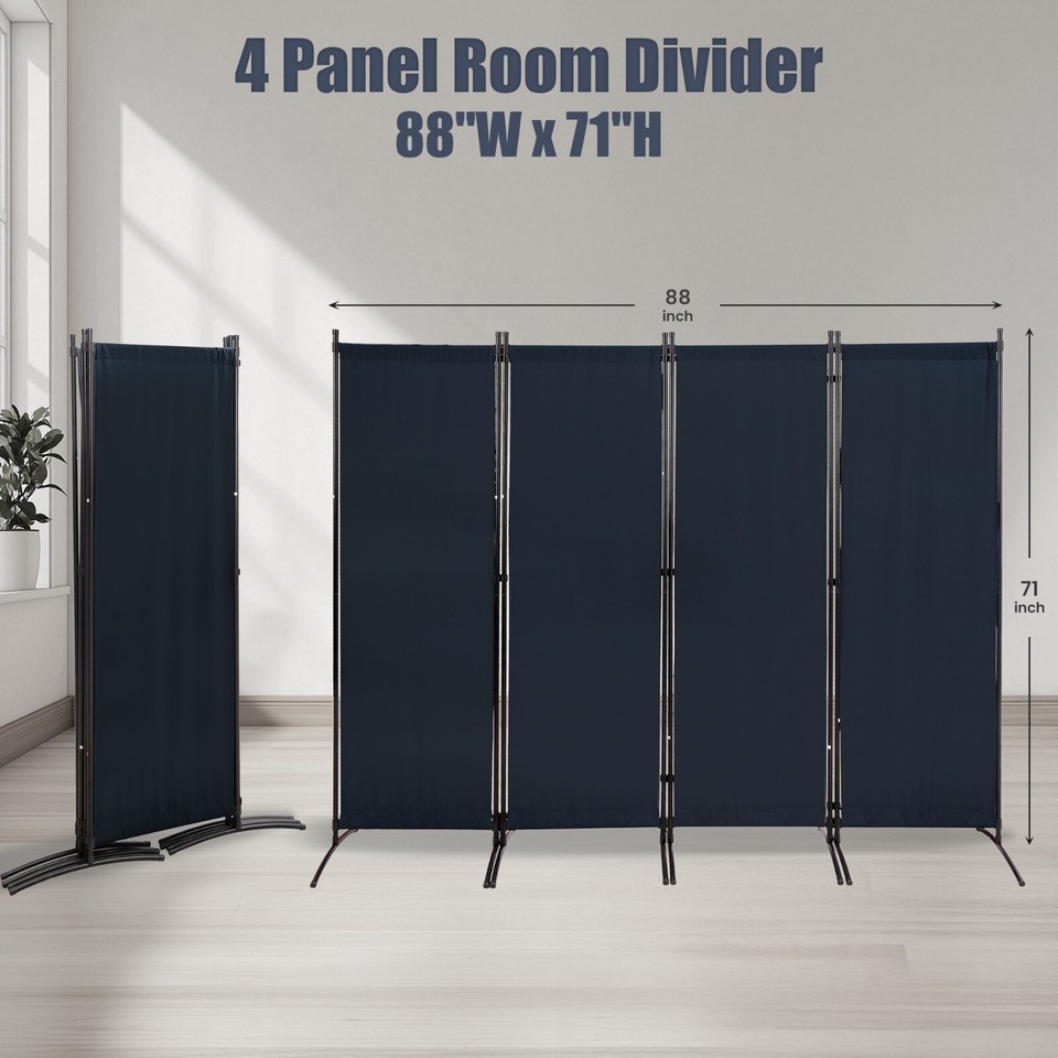 4 Panel Room Dividers Upgraded Folding Privacy Screens Partition Screen ...