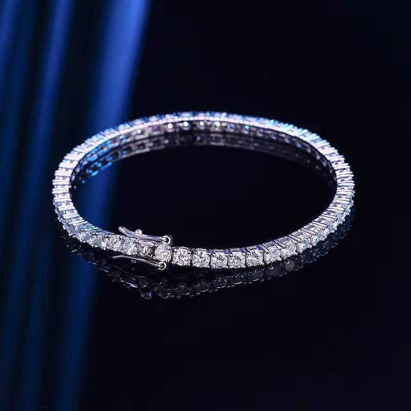 3mm Moissanite Tennis Chain Bracelet for Women 925 Sterling Silver Pass ...