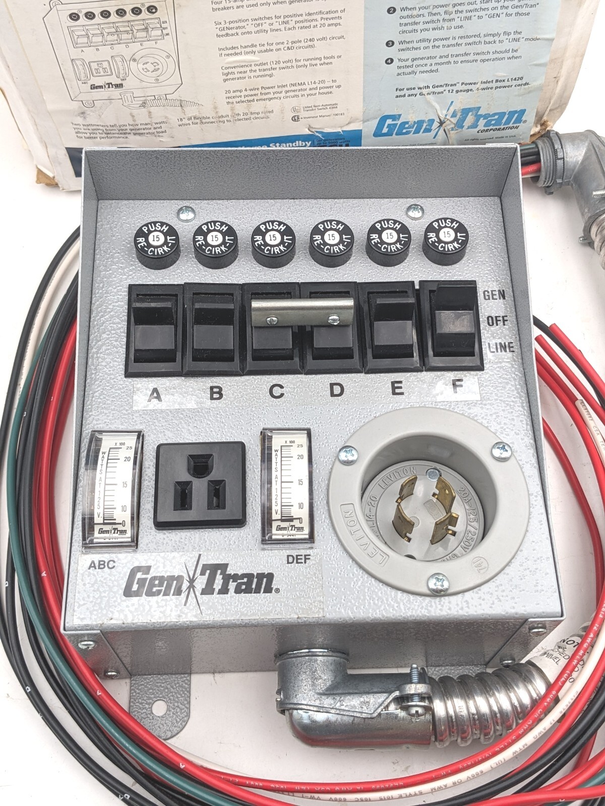 GenTran+6+Circuit+Manual+Transfer+Generator+Switch+20216 for sale ...