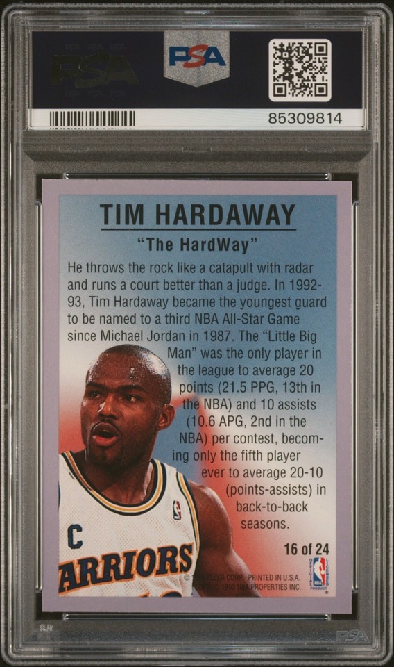 PSA 8 NM MINT 1993 FLEER ALL-STARS TIM HARDAWAY #16 WARRIORS 09814 B153 ...