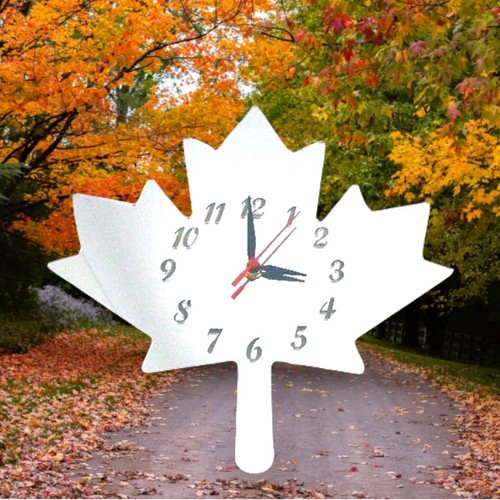 Canadian Maple Leaf Shaped Silent Tick Acrylic Clocks -Many Colours ...