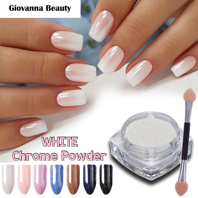 WHITE CHROME POWDER Matte Pigment Pearl Nails Glazed Donut Crystal ...