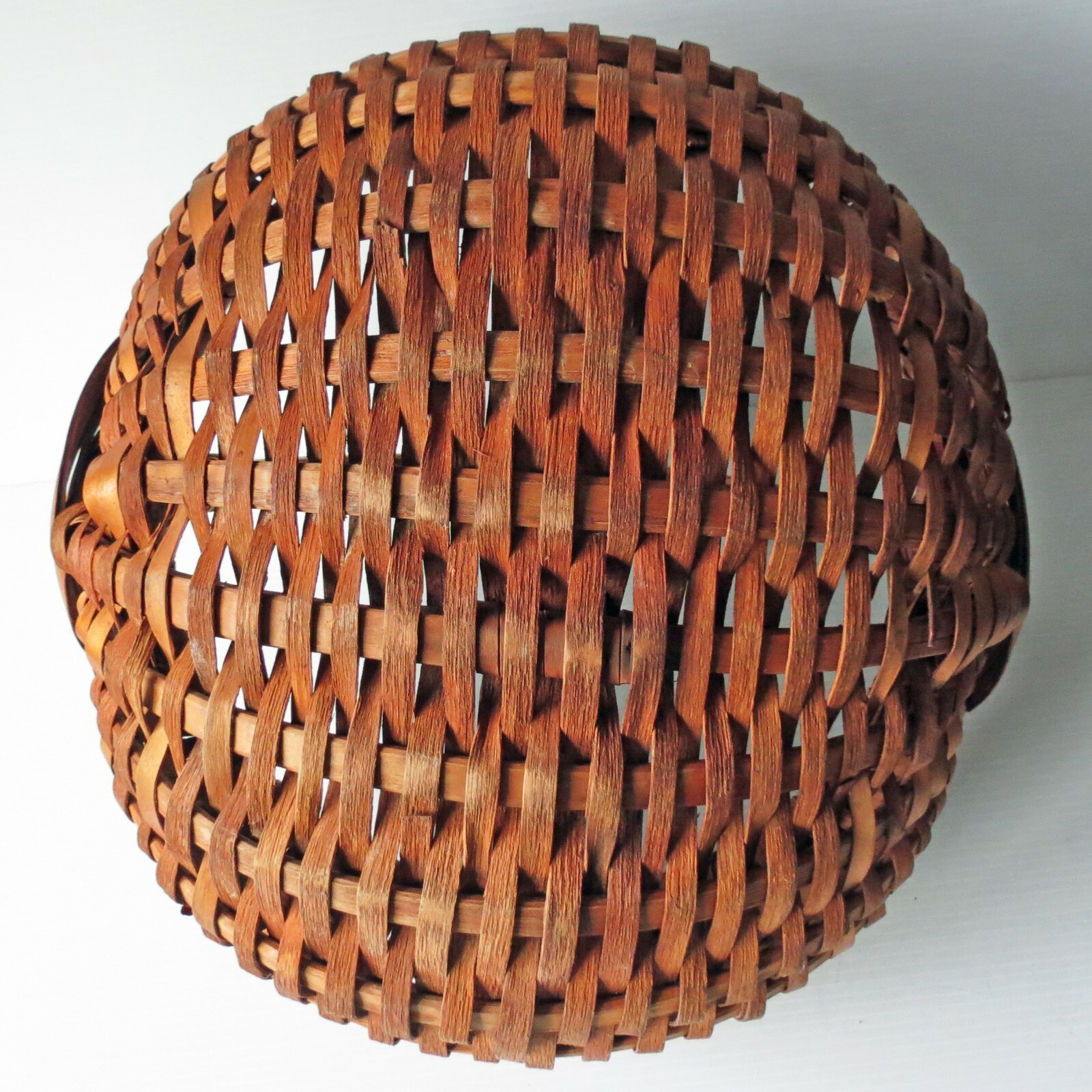 Antique Woven Ash GATHERING BASKET w/ Bentwood Handle | eBay