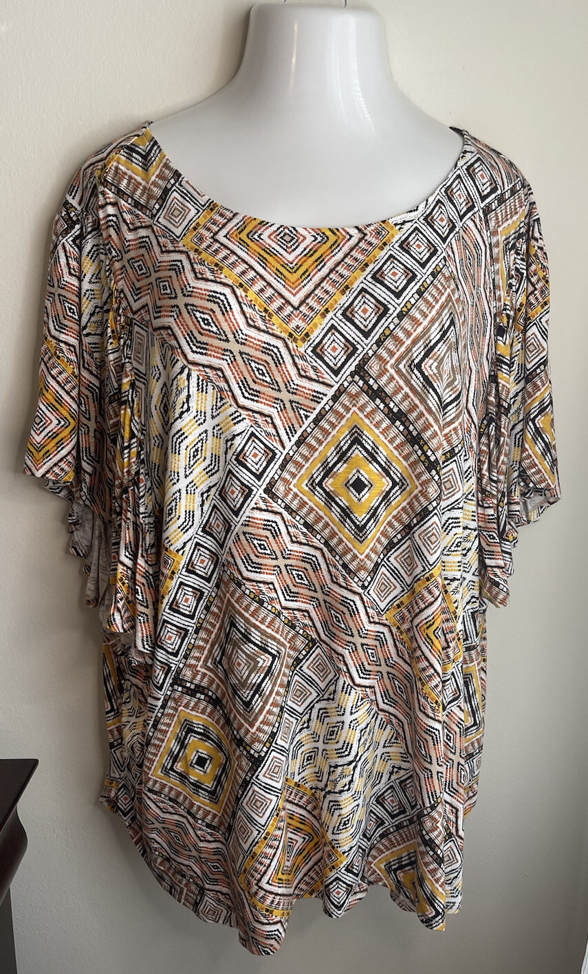 Ruby Rd Plus Size Exotic Escape Flutter Sleeve Geomet… - Gem