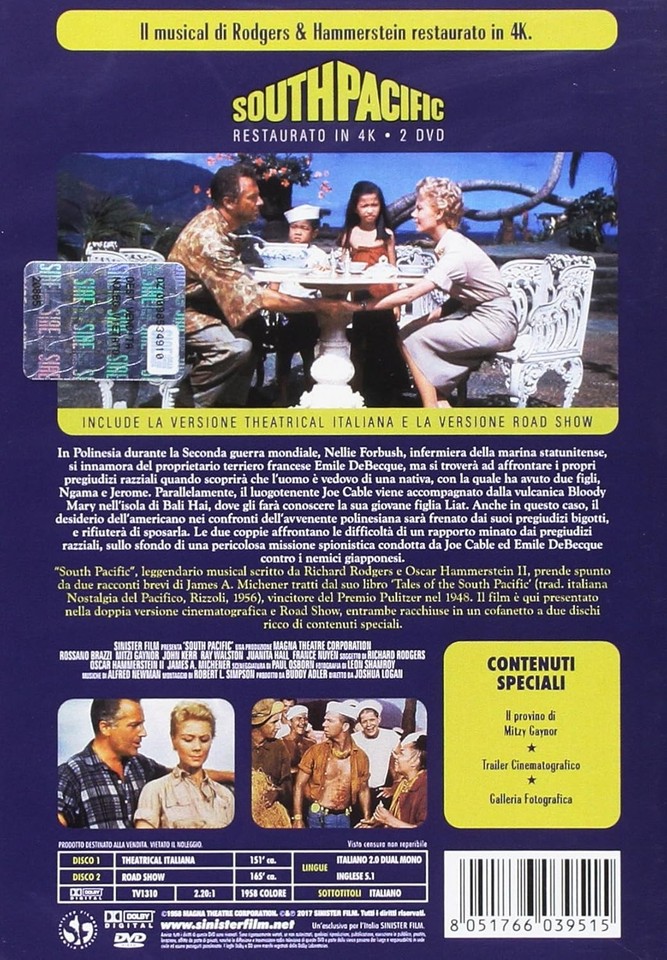 South Pacific (1958) (DVD) Rossano Brazzi Mitzi Gaynor John Kerr Ray ...