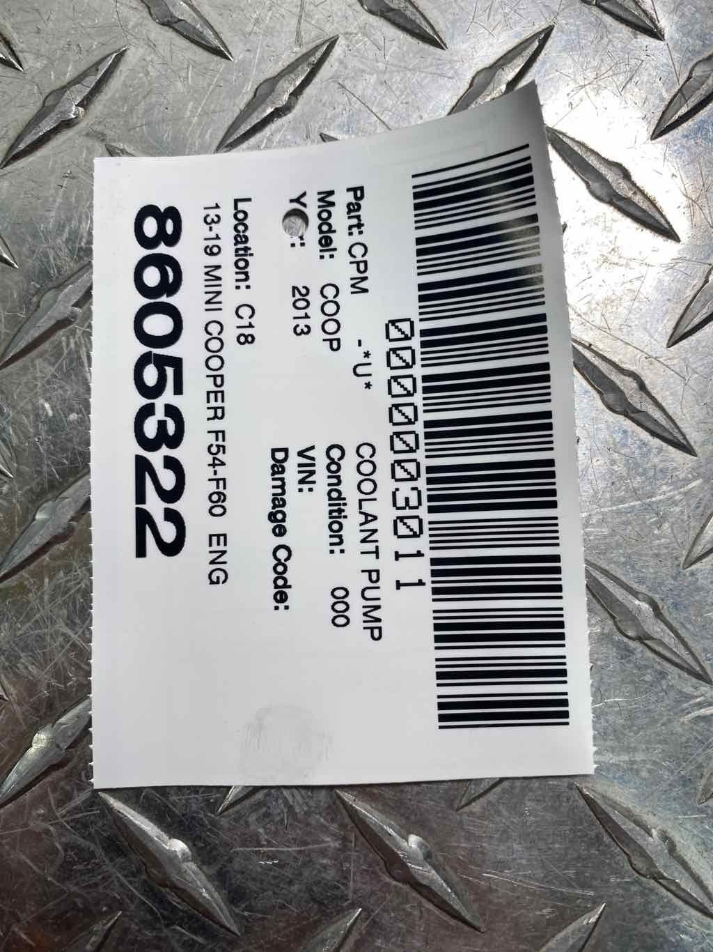 13-19 MINI COOPER F54-F60 ENGINE COOLANT AUXILIARY WATER PUMP ...