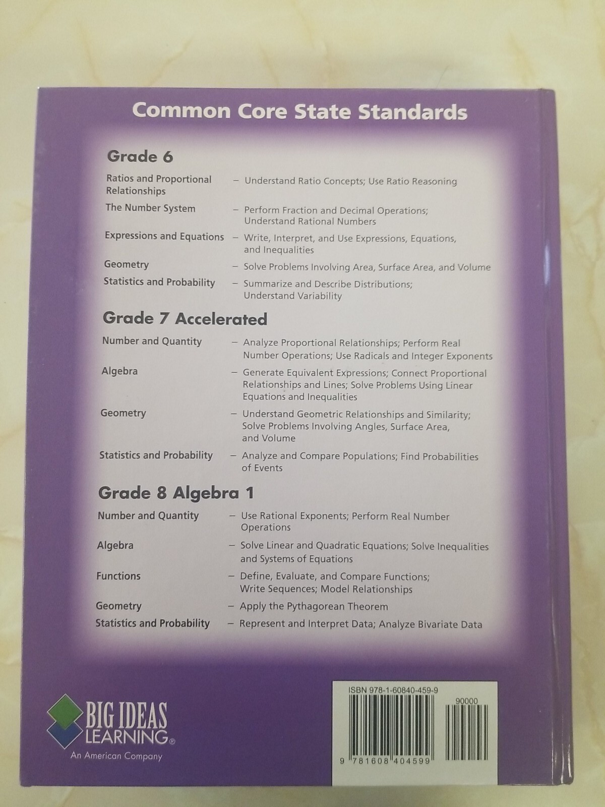 Big Ideas Math Algebra 1 Common Core Teacher Edition 2014 by Holt ...