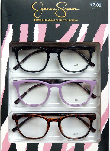 JESSICA SIMPSON 3 PACK SET PREMIUM READING GLASSES READERS +2.00 NEW ...
