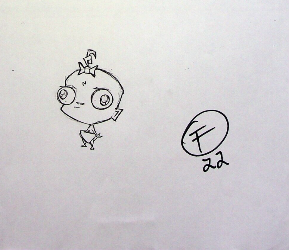 INVADER ZIM Production JOHN FOUNTAIN SIGNED Hand Drawn Model Cel Art # ...