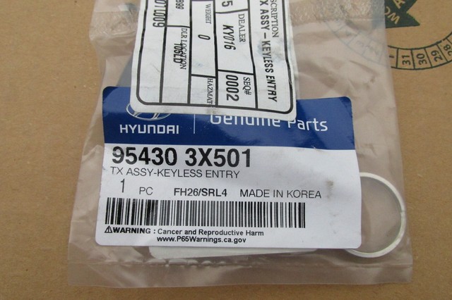 Genuine OEM Keyless Entry Transmitter for Hyundai 954303X501 for sale ...
