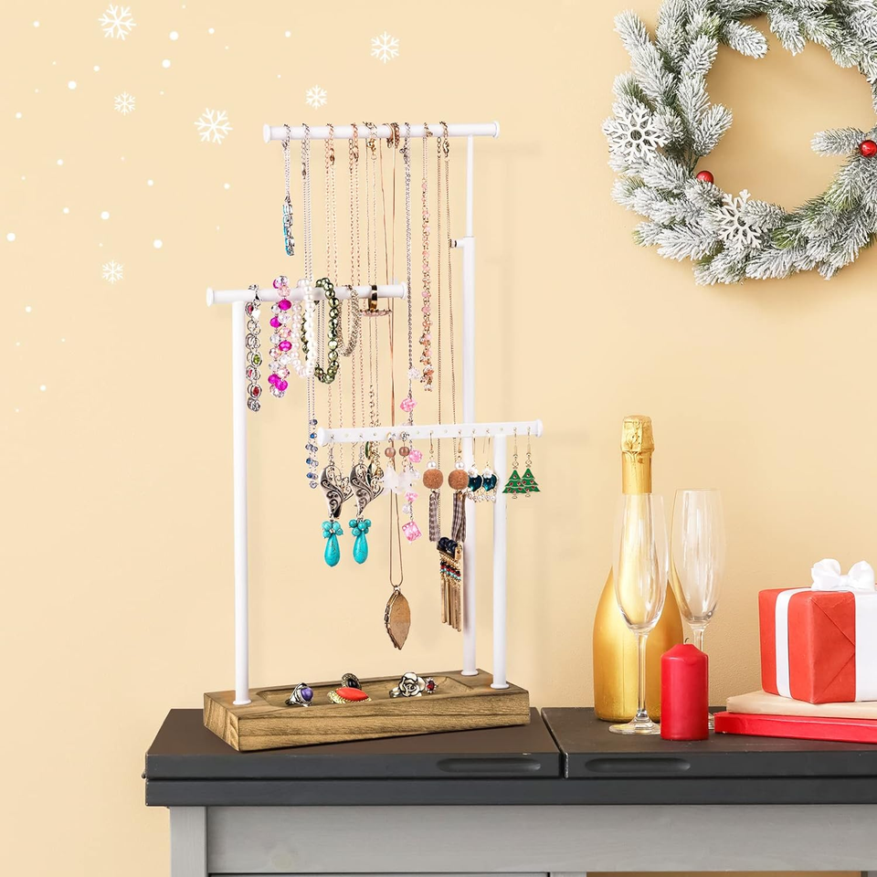 Jewelry Organizer Display Extra Tall Necklace Holder 3 Tier Jewelry ...