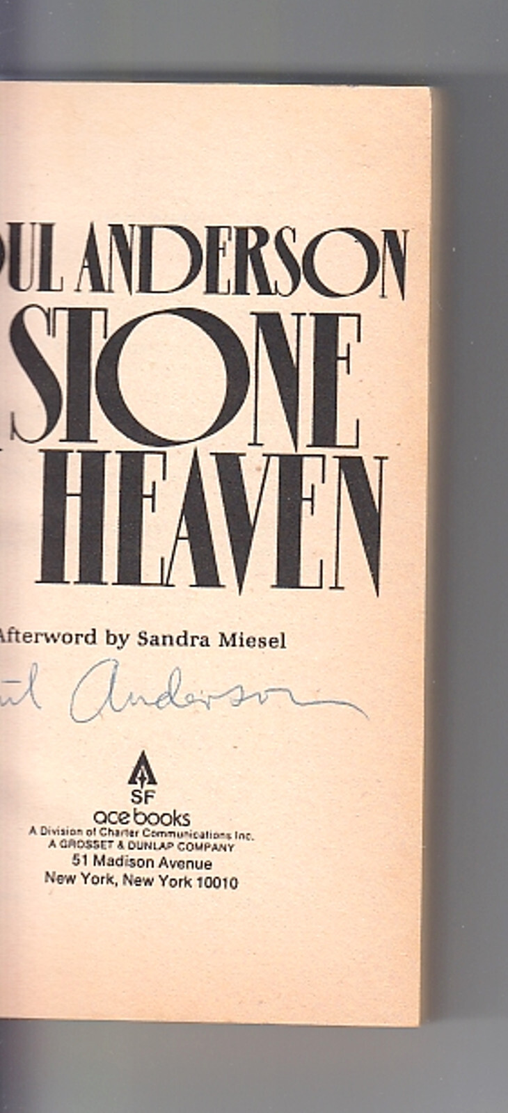 A STONE IN HEAVEN SIGNED by Poul Anderson/1st US/Dominic Flandry ...