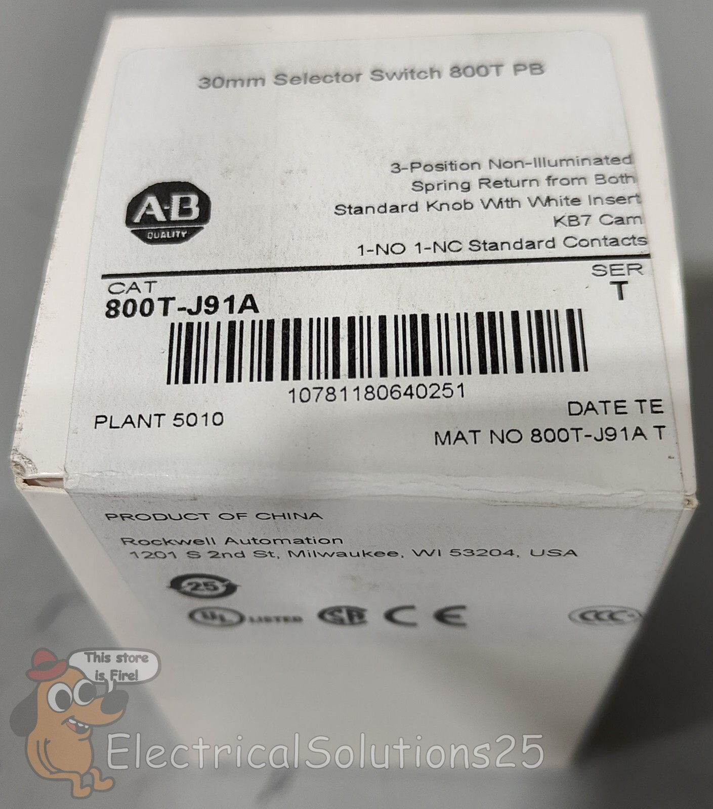 Allen Bradley 800T-J91A 3 Position, 30mm Selector Switch for sale ...