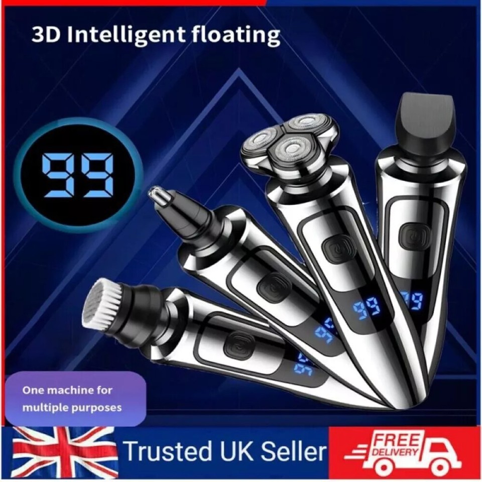 3 Head Electric Razor Mens Shavers Rotary 4 in 1 Waterproof ...