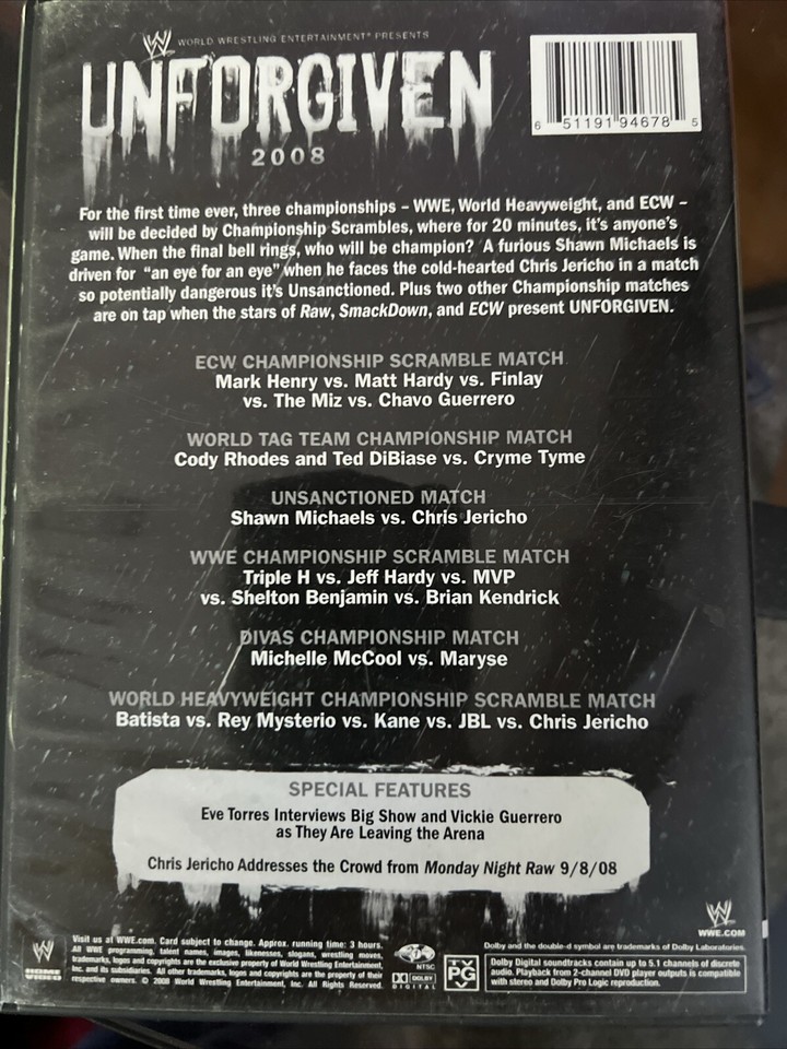 WWE: Unforgiven 2008 (DVD) 651191946785| eBay