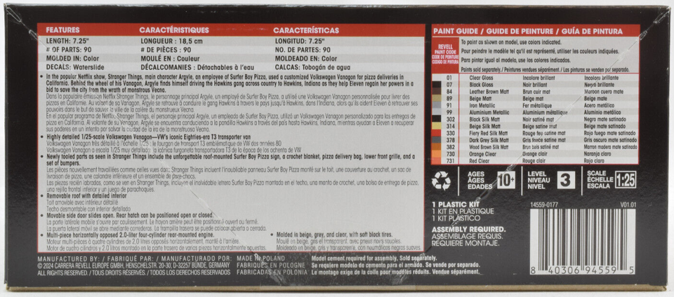 Revell Argyle's VW Vanagon Surfer Boy Pizza Van-Stranger Things 1/25 ...