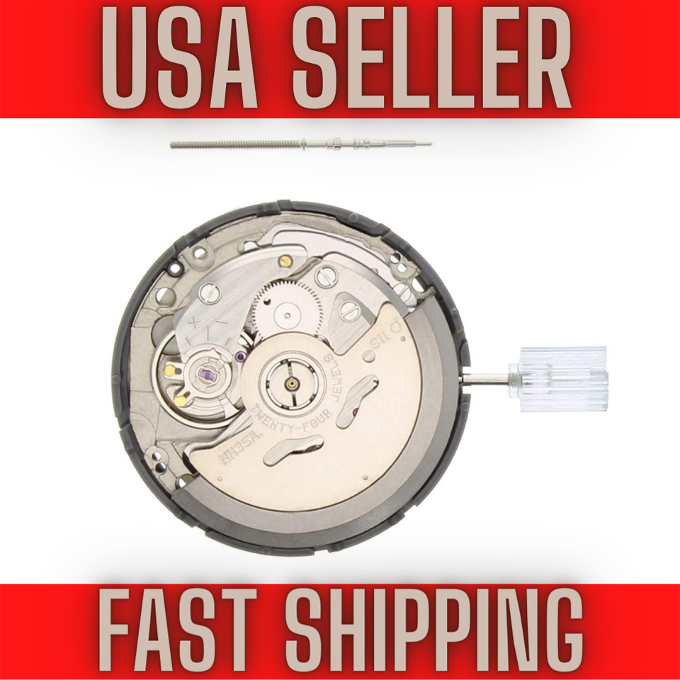 SEIKO (SII) NH35 NH35A AUTOMATIC WATCH MOVEMENT W/ BLACK DATE DISC AT 4 ...