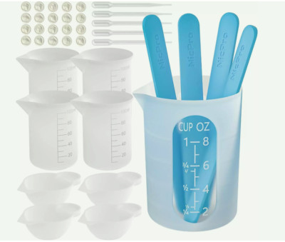 Silicone Resin Measuring Cups Tool Kit- Nicpro 250 & 100 Ml Measure ...