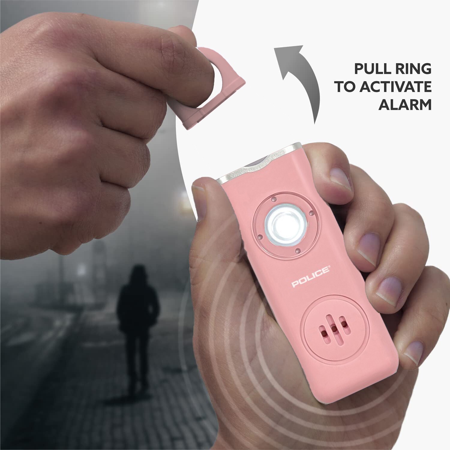 Personal Alarm Keychain 130dB Police Emergency Siren Alarm Flashlight ...