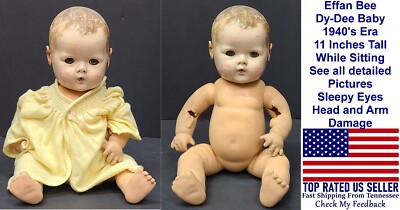 EFANBEE DY-DEE BABY Vintage 1940's 11" Sitting Sleepy Eyes, Head Arm ...