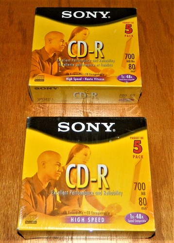 New Sony CD-R 2x5 Packs 700MB 80min 1x-48x High Speed Sealed | eBay