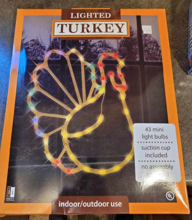 Thanksgiving Lighted Turkey Window Prop Impact Innovations Indoor ...