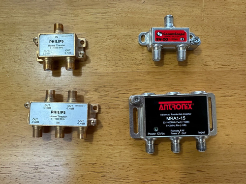Lot of 3 2-Way & 4-Way COAX Cable Splitters & Advanced Residential ...