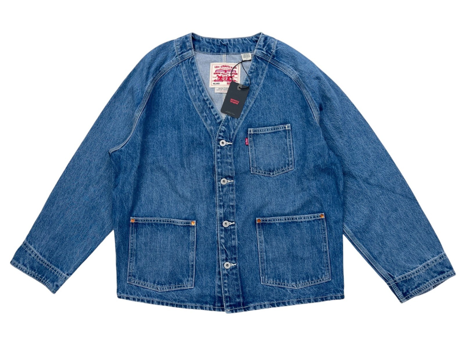 Levis Mens Blue Denim Jean Union Engineer Cardigan Coat Chore Trucker ...