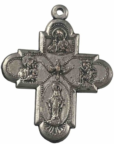 Vintage Catholic 5 Way Cross Silver Tone Religious Medal | eBay