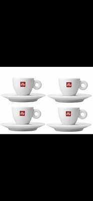 iLLY Logo Espresso Cups & Saucers (Set of 4) - 3 oz./each BRAND NEW! | eBay