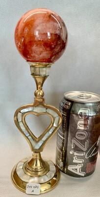 FIRE QUARTZ 64 MM SPHERE AND INLAID STAND (240225A) ++ COMBINATION OF ...
