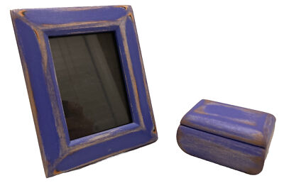 Small “Vintage~Boho~Vibe” Funky PURPLE Wooden Trinket Box With Picture ...