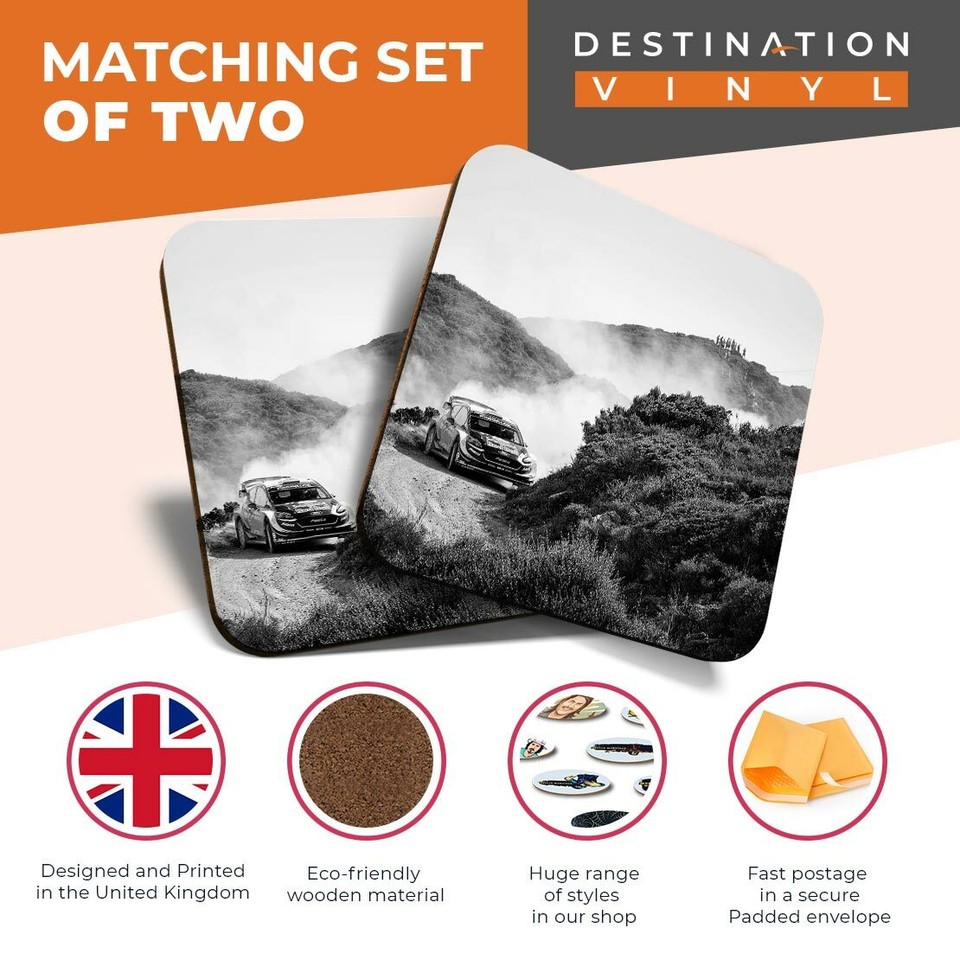 2 x Coasters (BW) - Rally Race Car 4x4 Driving Scene #35462 | eBay UK