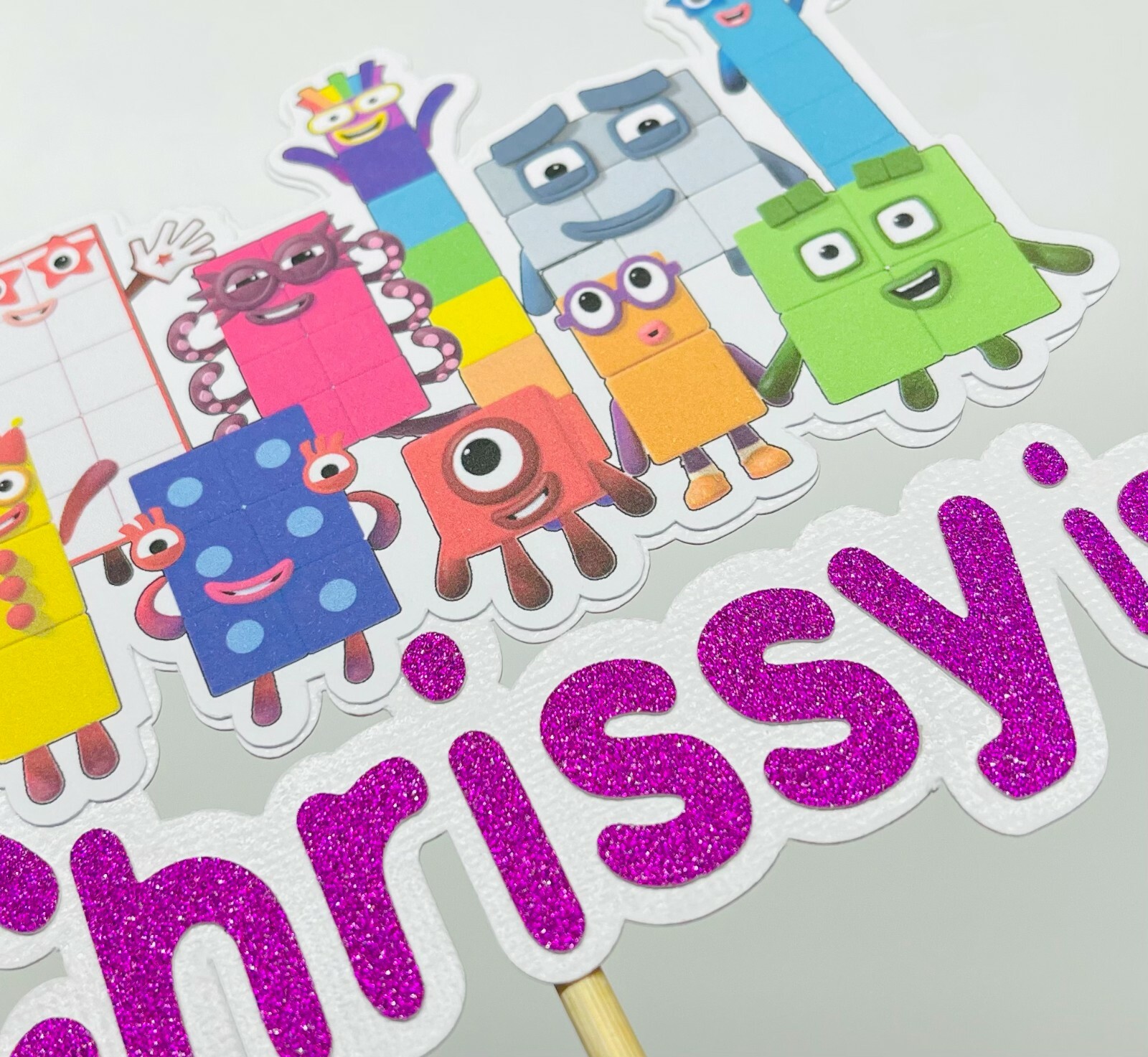 NUMBERBLOCKS THEME CUSTOM PERSONALISED ANY NAME & AGE CAKE TOPPER ...