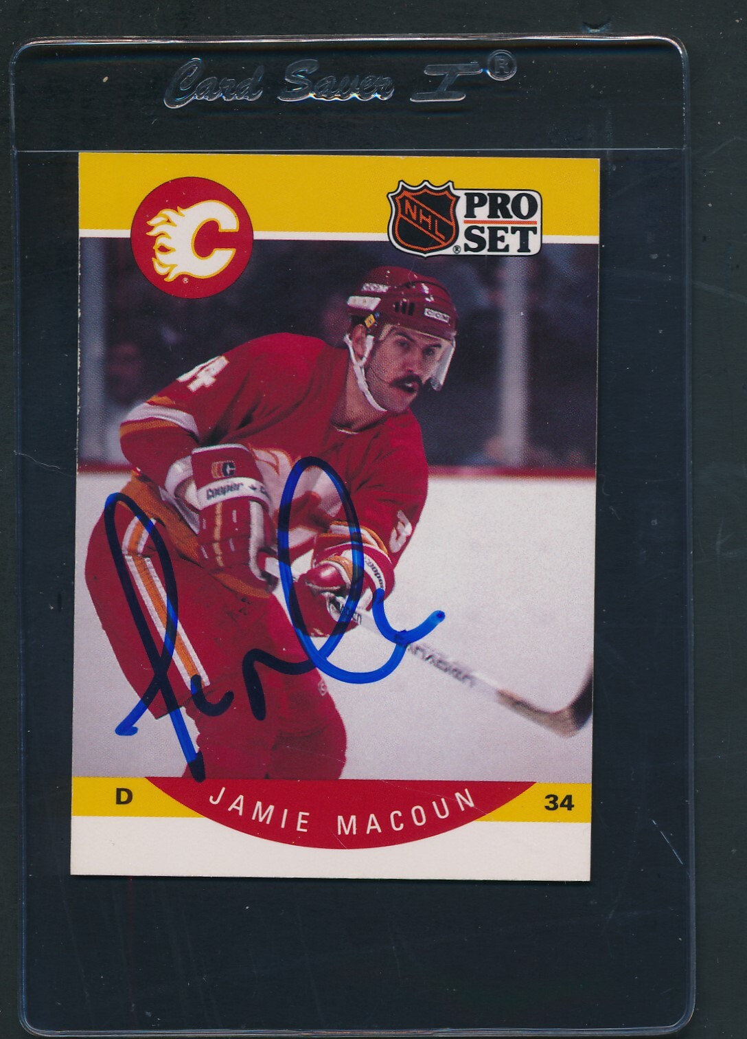 1990/91 Pro Set #37 Jamie Macoun Flames Signed Auto *D5126 | eBay