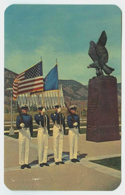 Postcard US Air Force Academy Color Guard Eagle Statue Air Gardens | eBay