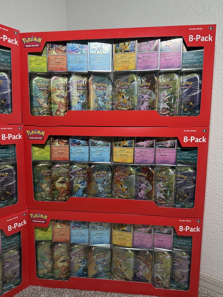 (6x) Costco Pokemon Prismatic Evolutions Mini Tins 8 Pack (48 Mini Tins ...