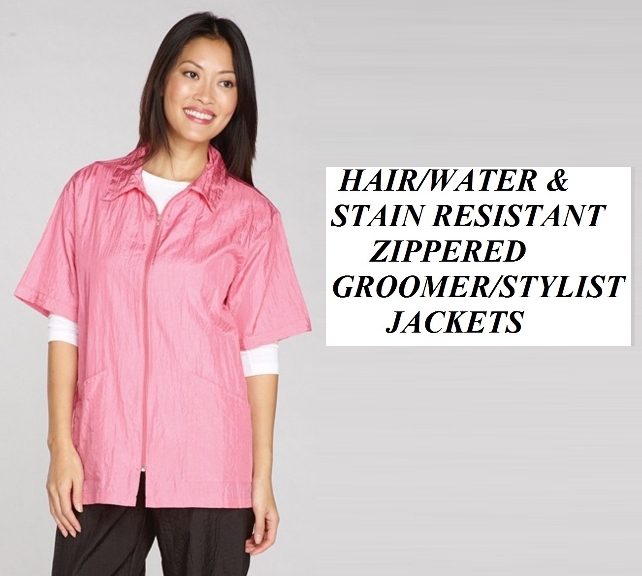 PINK GROOMER STYLIST BARBER JACKET Coat Hair Water Soil Resistant NYLON ...