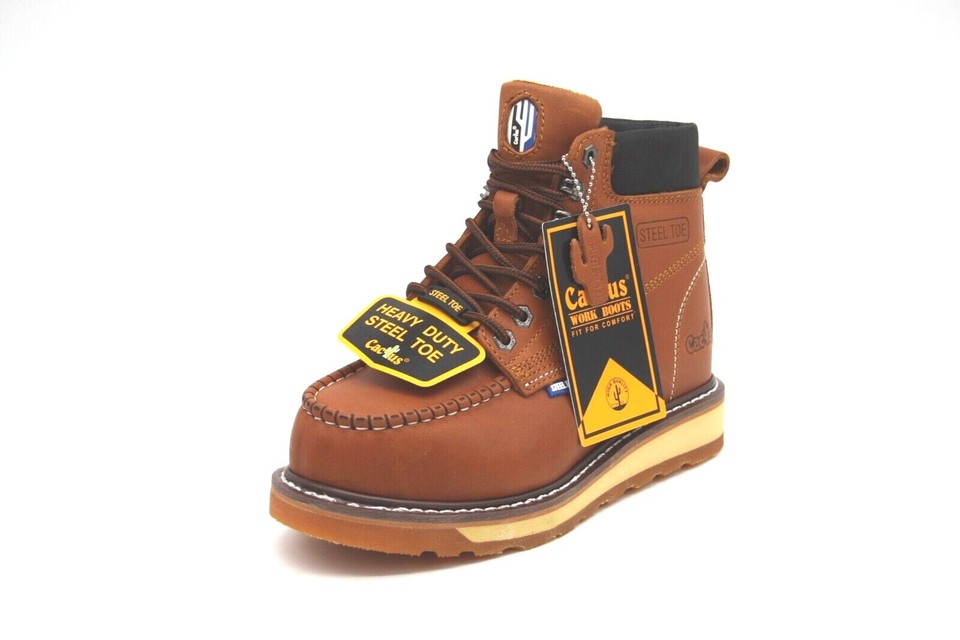 MEN'S CACTUS FOOTWEAR 627MS BROWN STEEL TOE OIL RESISTANT WORK BOOT | eBay
