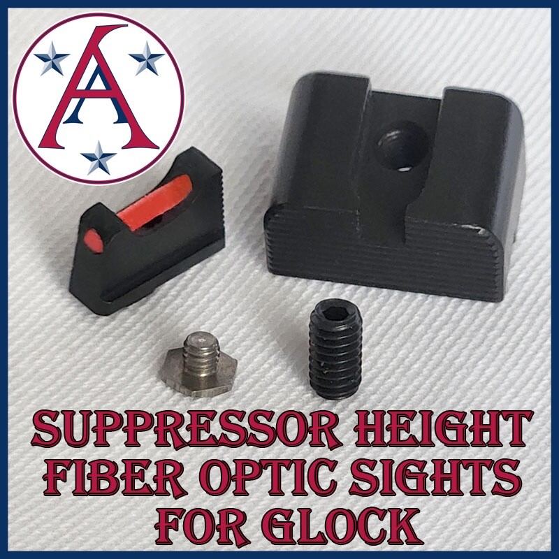HD FIBER OPTIC SIGHTS FOR GLOCK, SUPPRESSOR HEIGHT, G19, G17, G26 ...