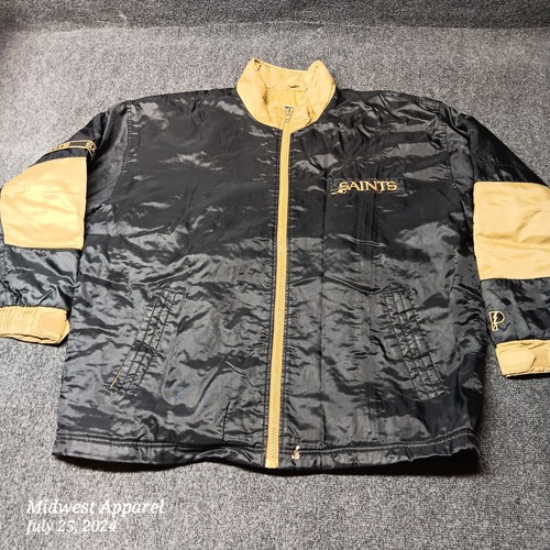 Vintage New Orleans Saints Jacket Men Large Black NFL Quilted Pro ...